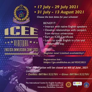 ICEE Virtual English Immersion Camp 2021 - Badan Kerjasama Undiksha
